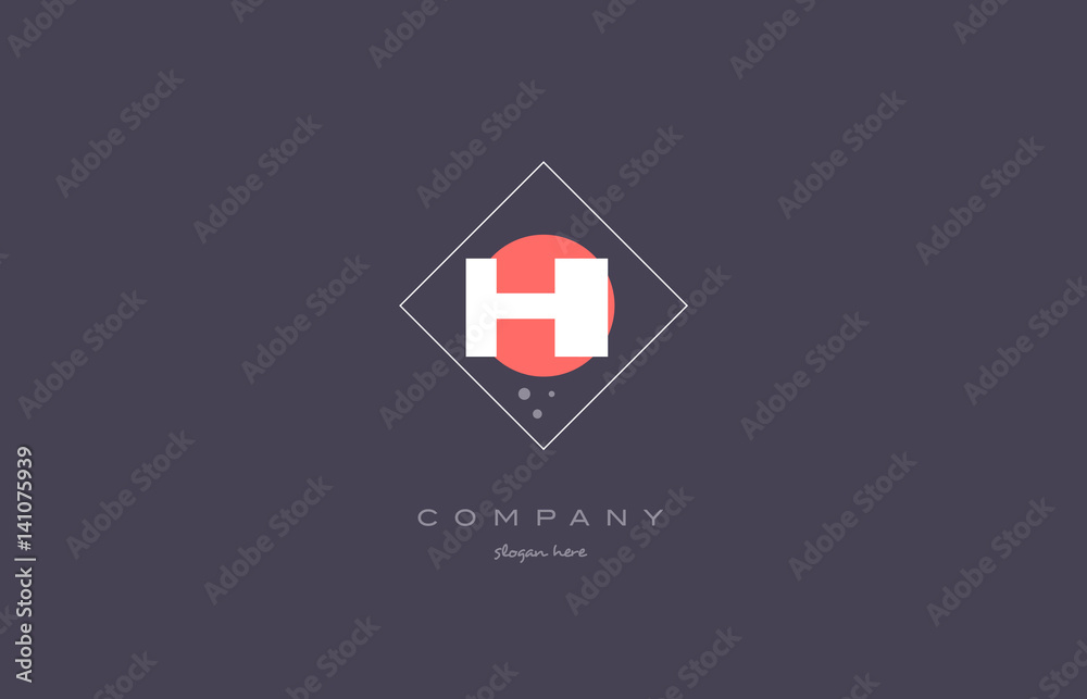 hi h i vintage retro pink purple alphabet letter logo icon template ...