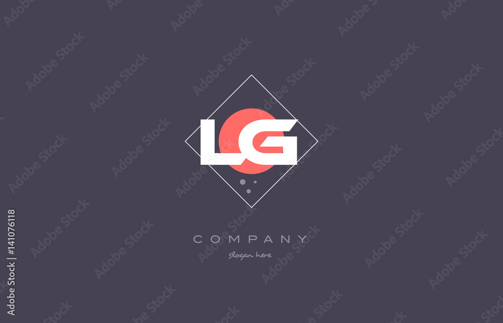 lg l g vintage retro pink purple alphabet letter logo icon template ...