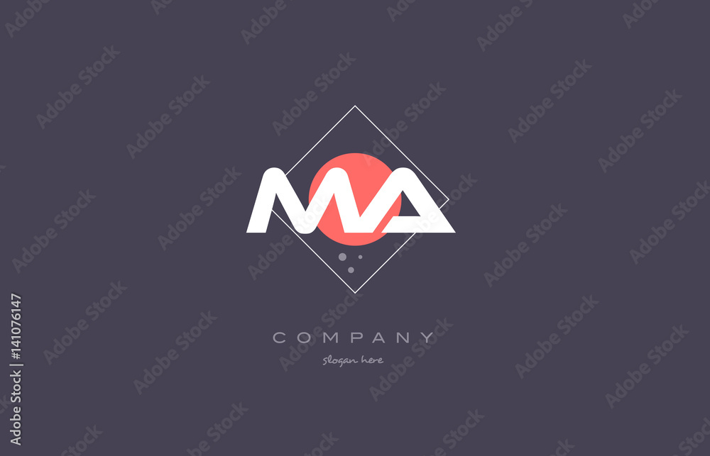 ma m a vintage retro pink purple alphabet letter logo icon template ...