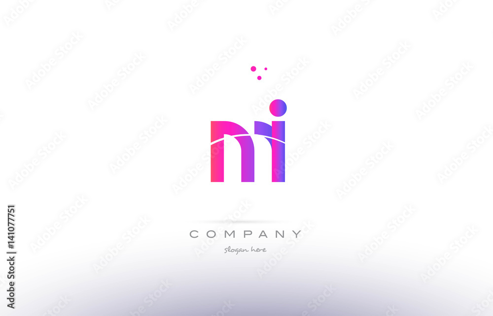 mi m i pink modern creative alphabet letter logo icon template Stock ...