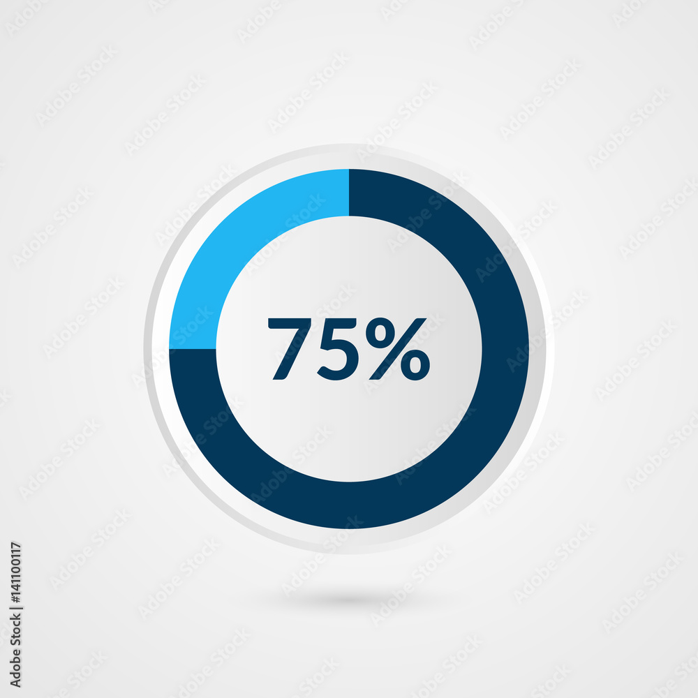 Vetor De 75 Percent Blue Grey And White Pie Chart Percentage Vector vetor-de-75-percent-blue-grey-and-white-pie-chart-percentage-vector
