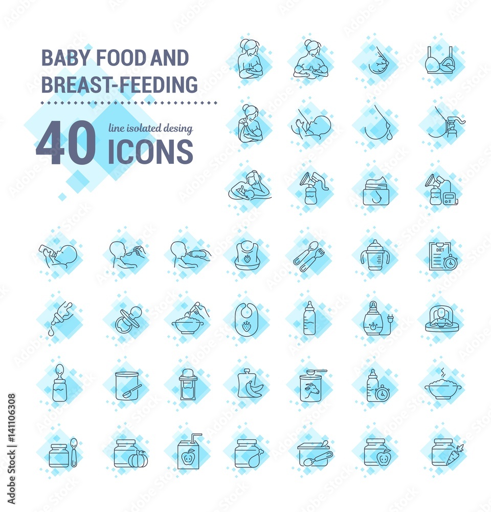 Vetor de Vector graphic set. Icons in flat, contour, thin, minimal and ...