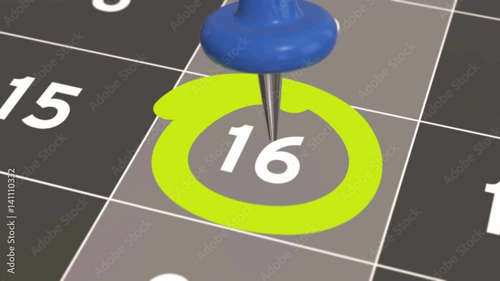 Pin on the date number 16. The sixteenth day of the month is marked ...