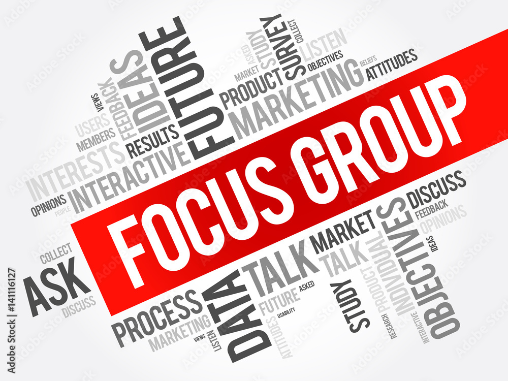 Focus Group word cloud collage, business concept background Stock ...
