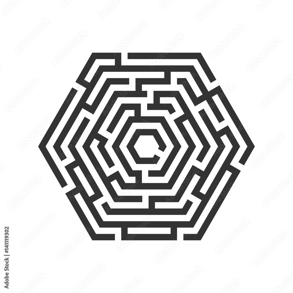 Hexagon maze, labyrinth icon. Business concept. Vector illustration ...