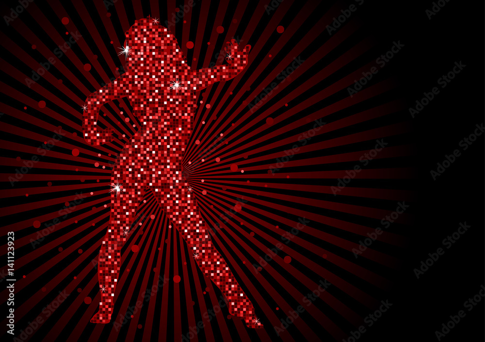 Sparkling Pixels Dancing Woman - Red Abstract Dance Party Background ...