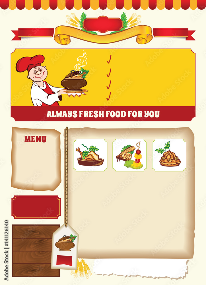 Vector cartoon cooking template Stock Vector | Adobe Stock