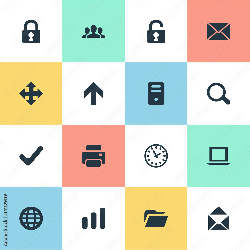 Vector Illustration Set Of Simple Application Icons. Elements Magnifier ...