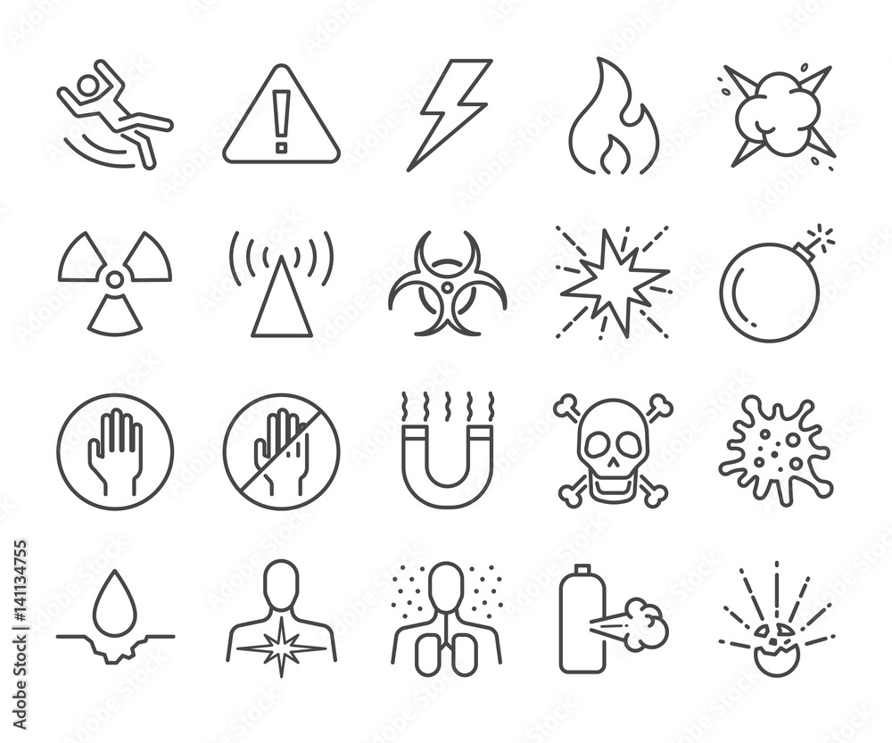 Warning and hazard sign icons set Stock Vector | Adobe Stock