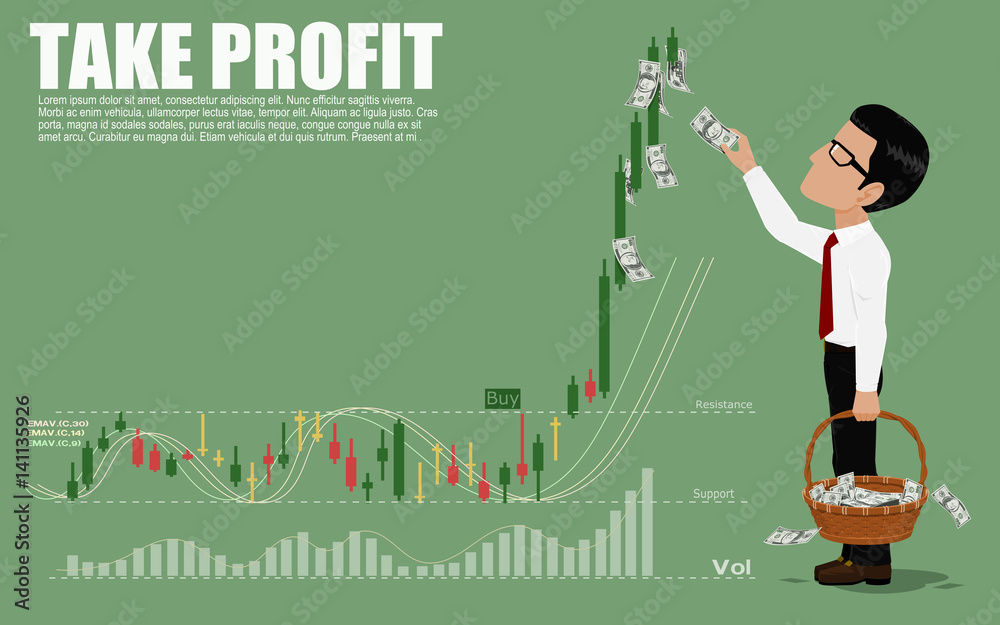 Investor is taking profit form stock chart Stock Vector | Adobe Stock