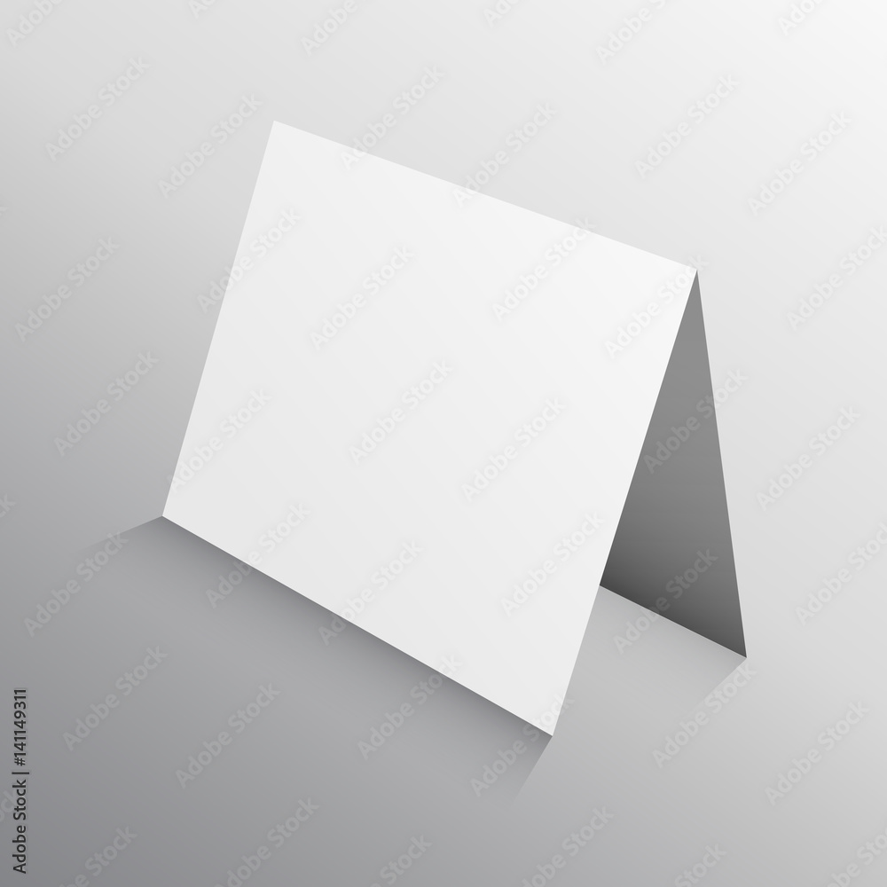 perspective folded paper card in 3d. mockup template Stock Vector ...