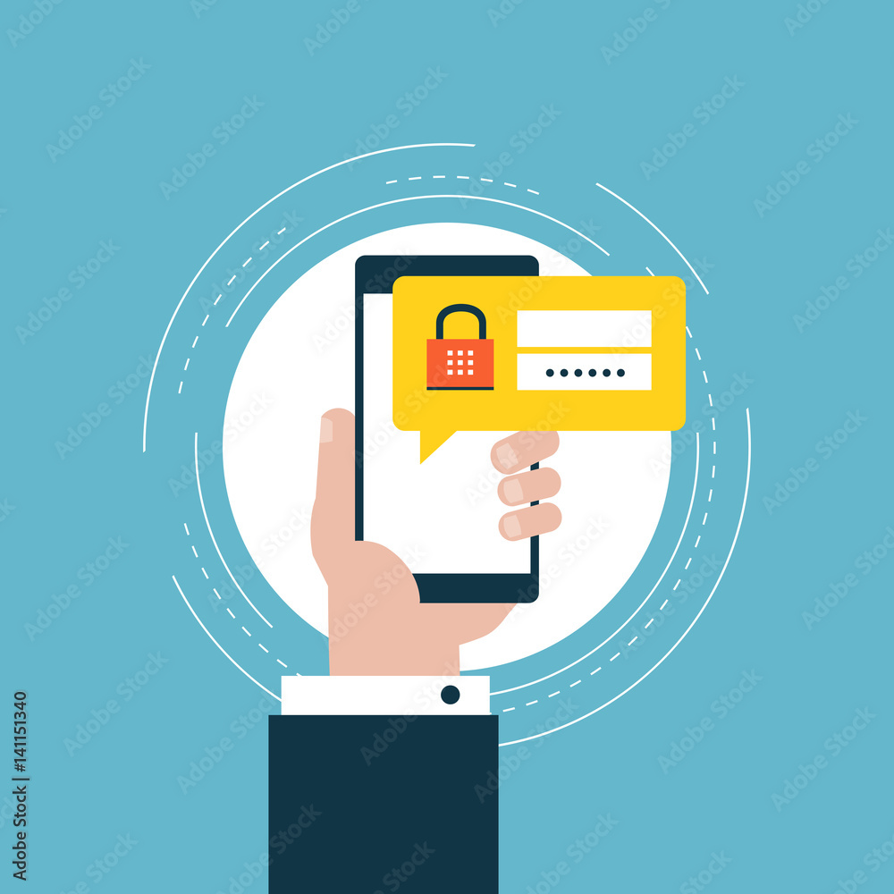 Secure account login flat vector illustration design. User interface ...