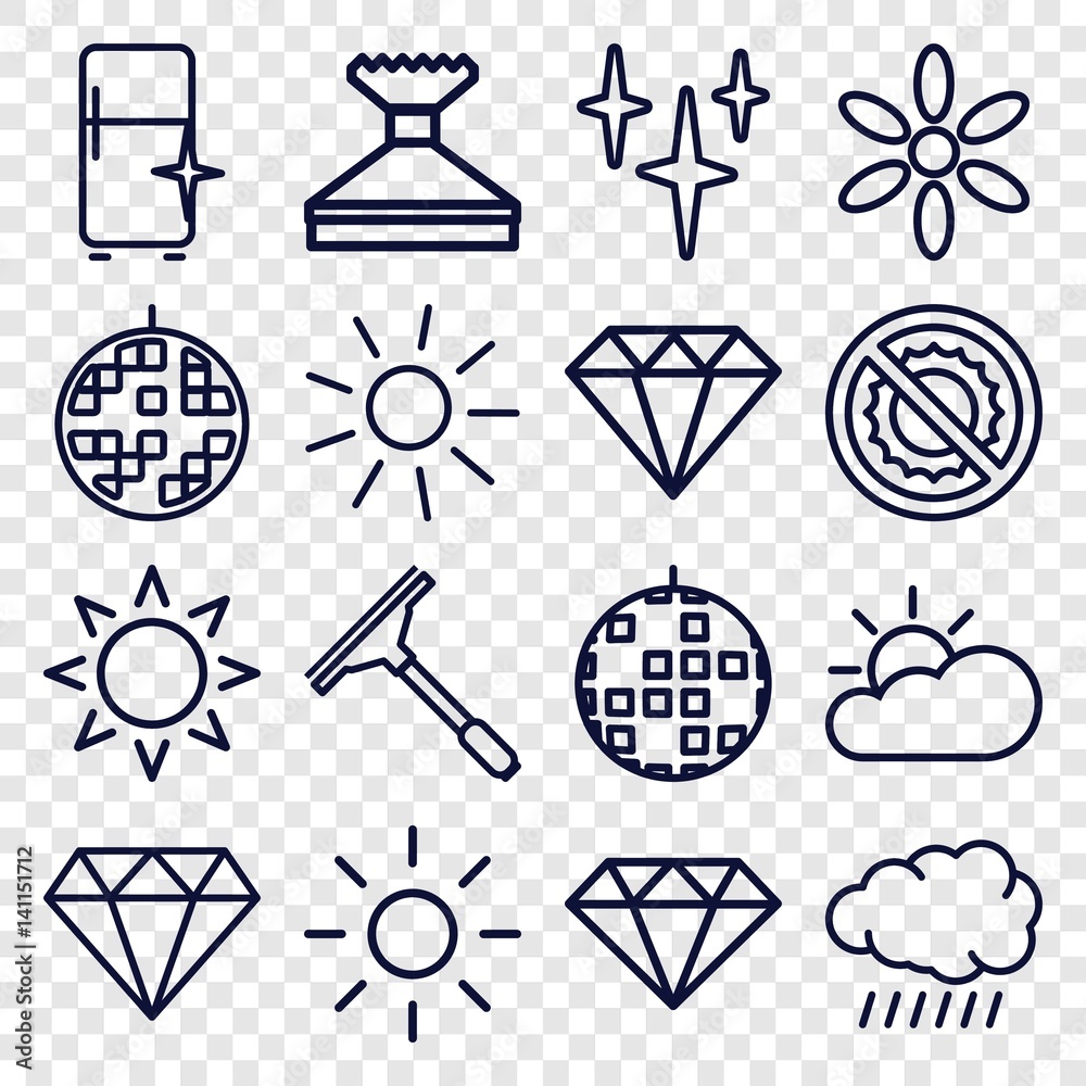 Set of 16 shine outline icons Stock-Vektorgrafik | Adobe Stock