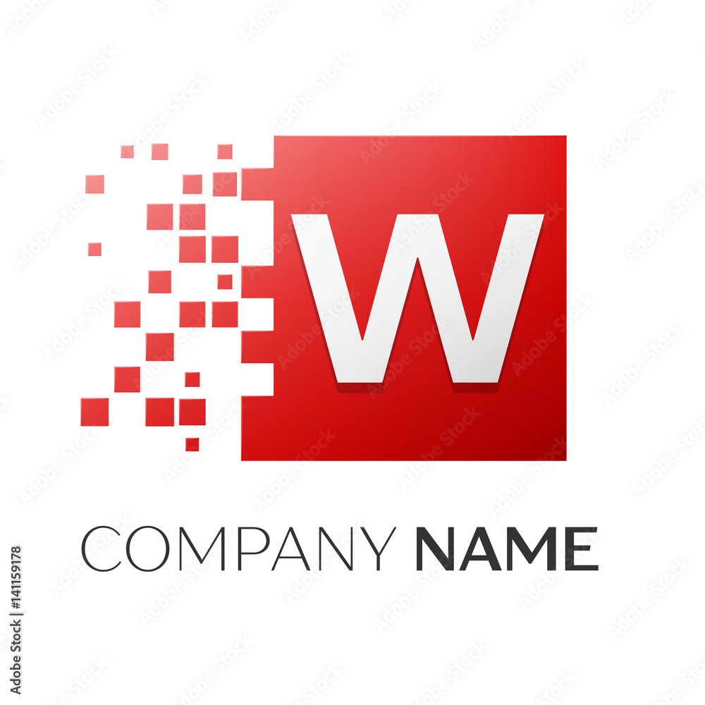 Letter W vector logo symbol in the colorful square with shattered ...