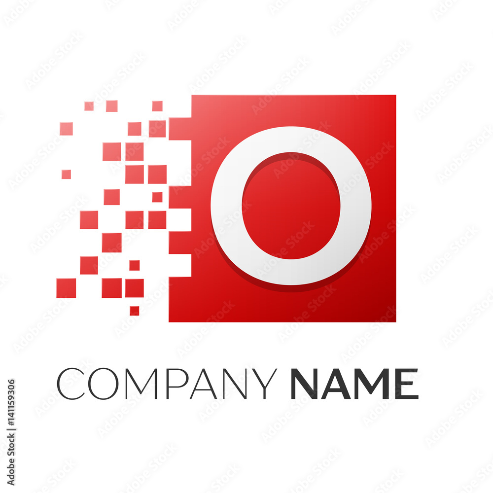Letter O vector logo symbol in the colorful square with shattered ...
