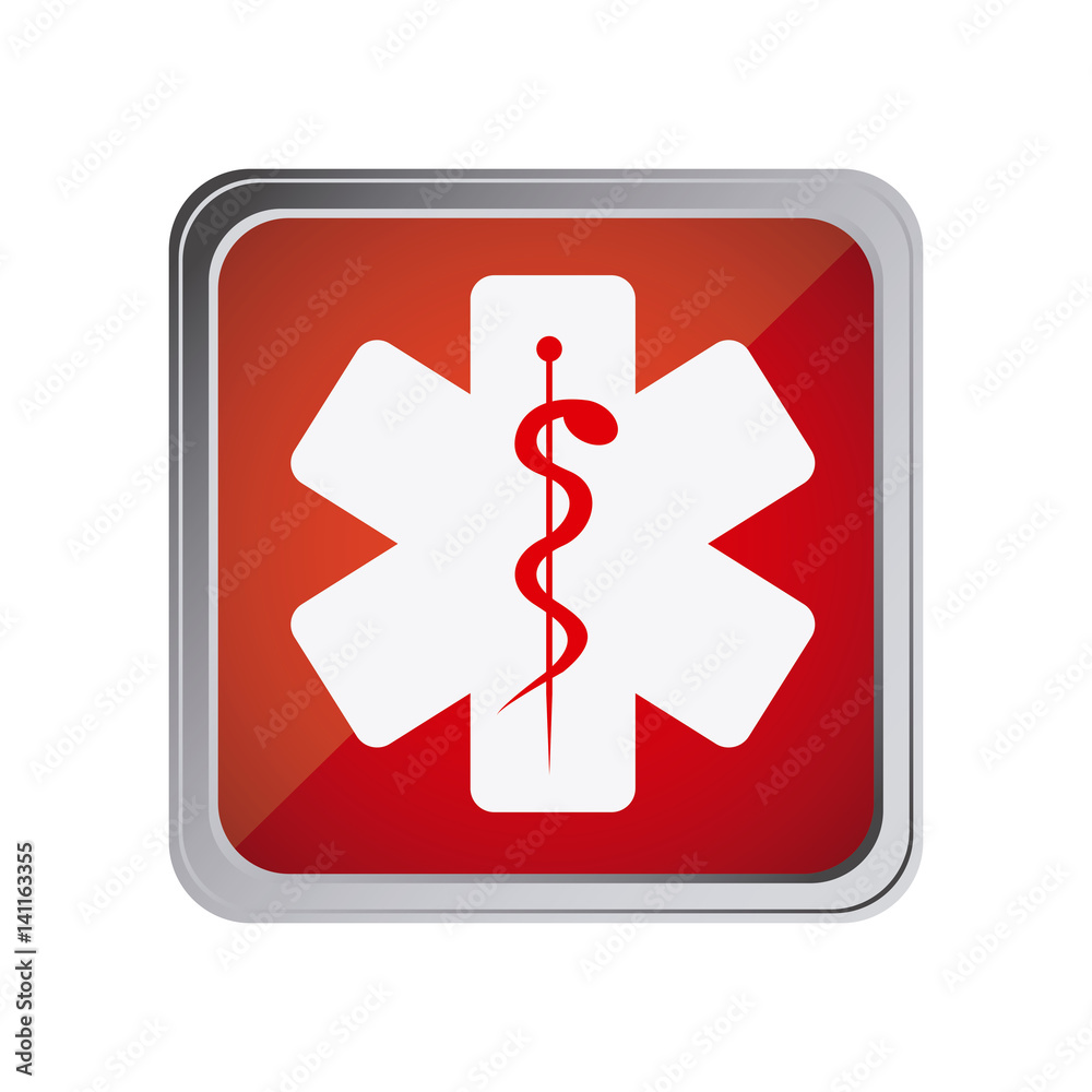 button with star of life with background red vector illustration Stock ...