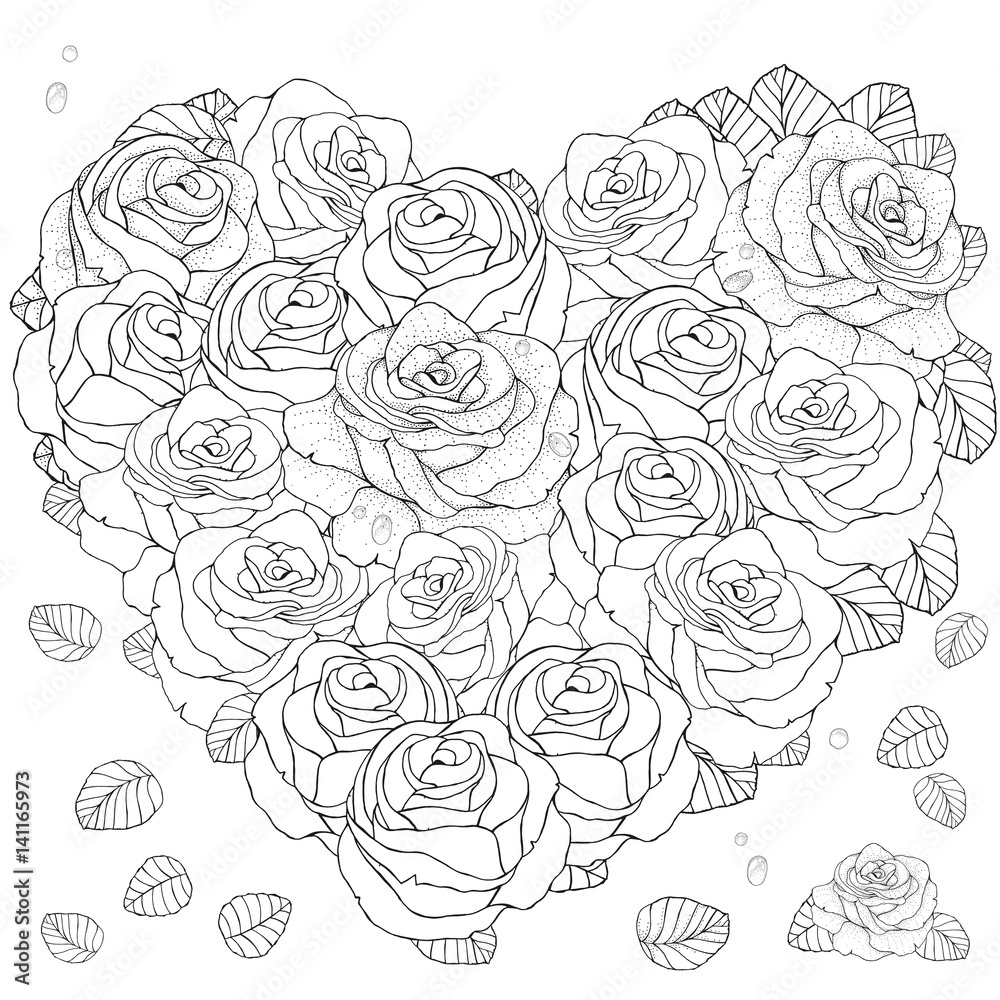 Coloring Pages Hearts And Roses