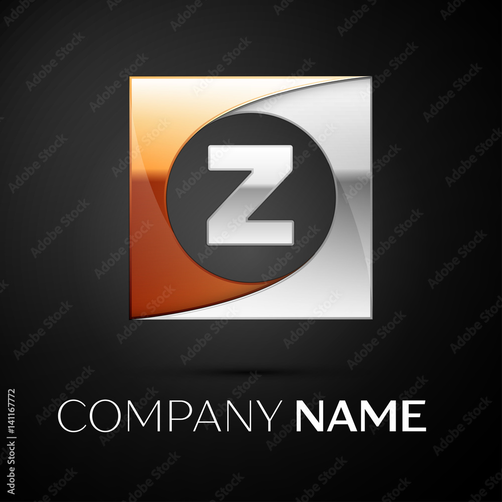 Letter Z vector logo symbol in the colorful square on black background ...