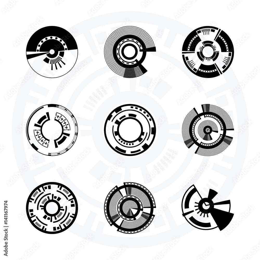 Set of futuristic sci-fi circles Stock Vector | Adobe Stock