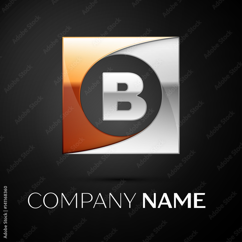Letter B vector logo symbol in the colorful square on black background ...