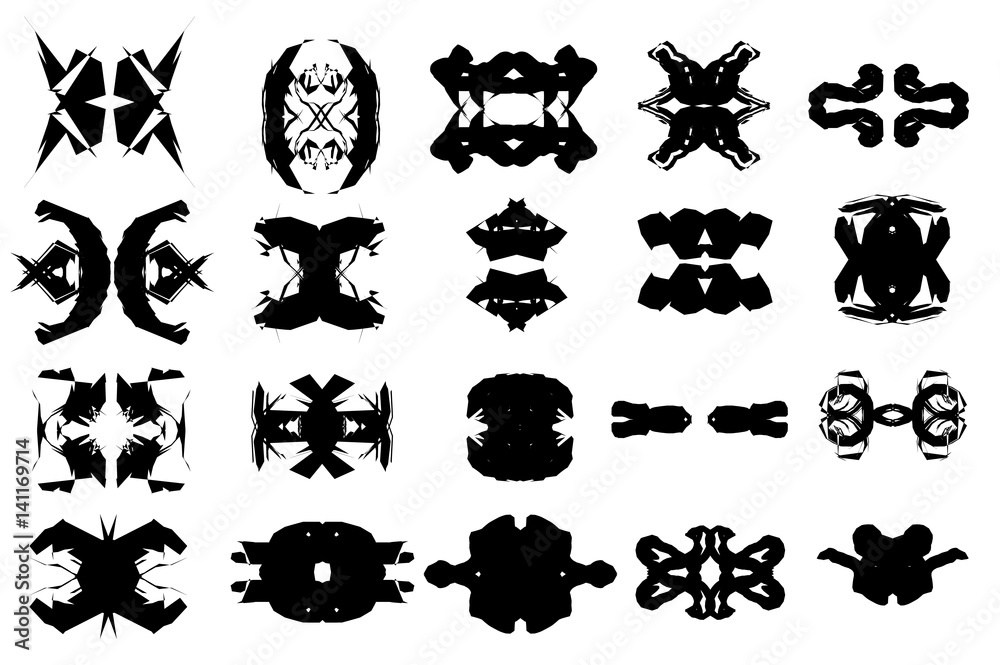 Complex black and white vector shapes set Stock Vector | Adobe Stock