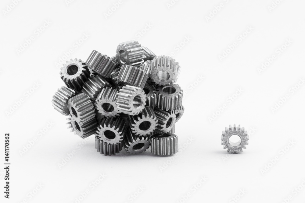 Isolated metal pinions gear. The iron gear on a white background ...
