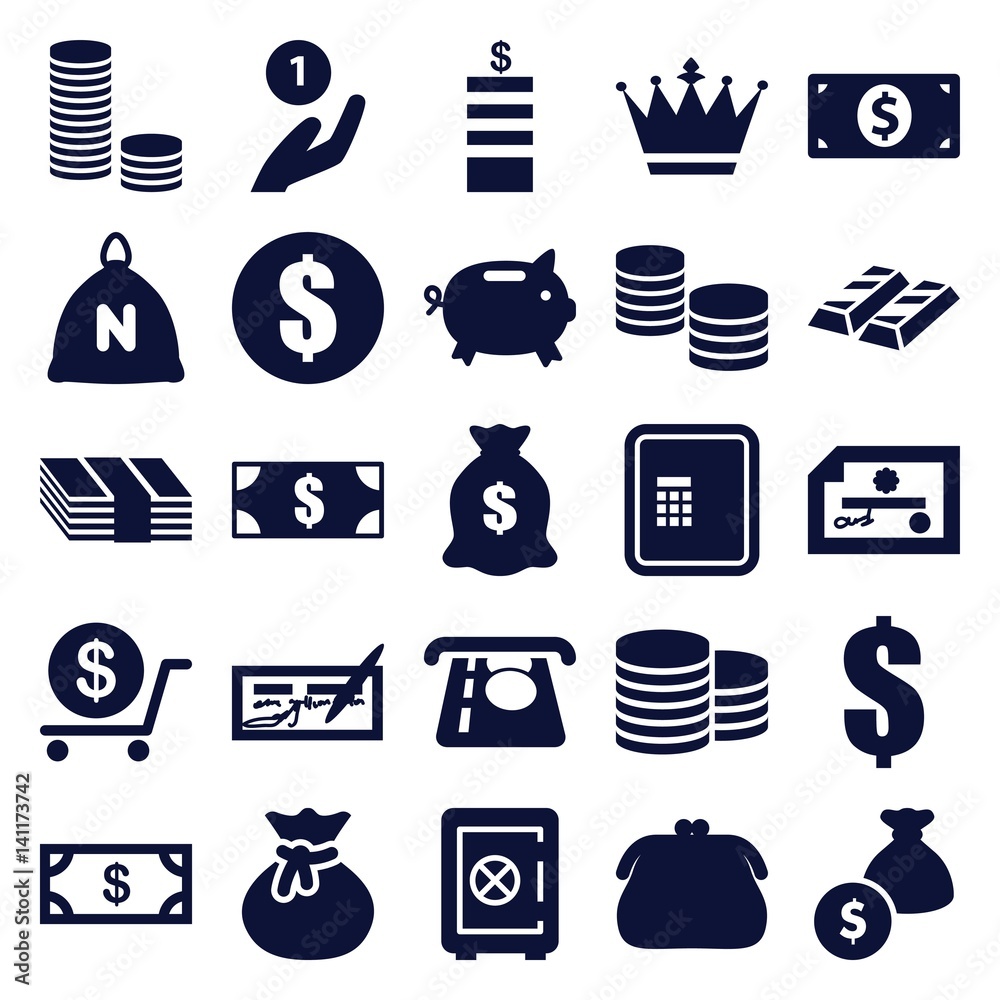 Set of 25 wealth filled icons Stock Vector | Adobe Stock