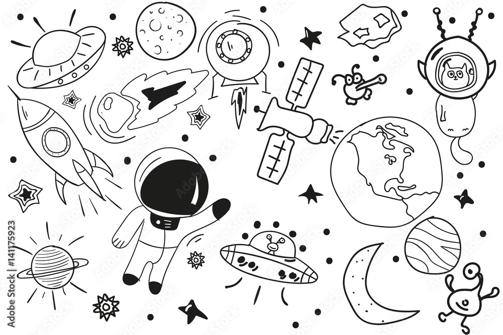 Outer Space Clipart Black And White