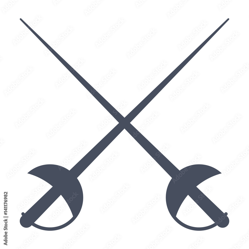 Poster Fencing, two crossed sword, vector illustration in flat style ...