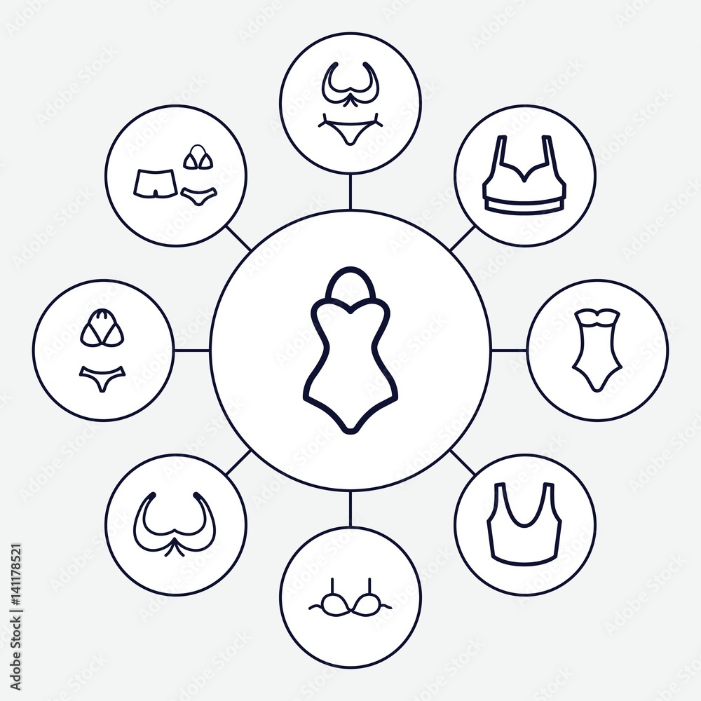 Set of 9 bra outline icons Stock Vector | Adobe Stock