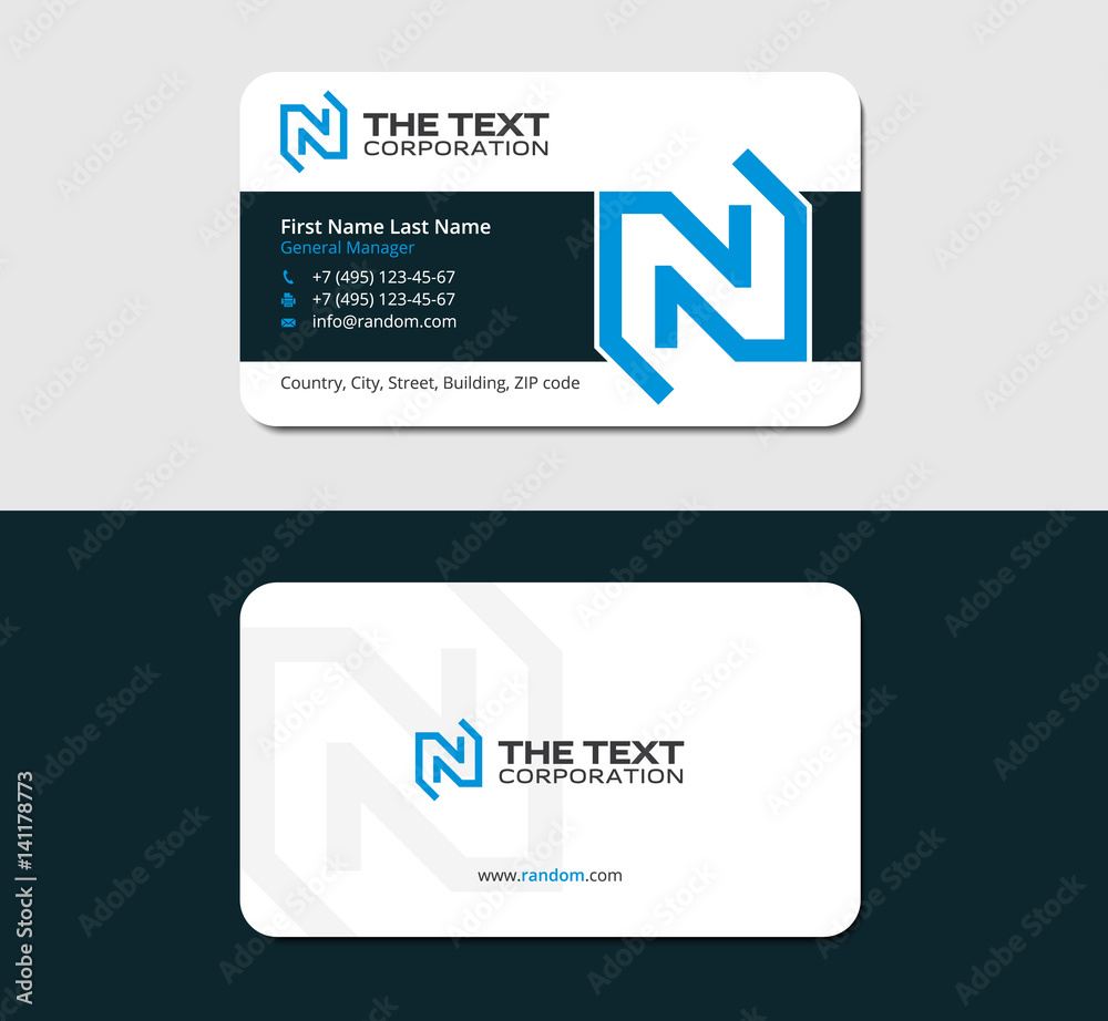 visiting card with blue letter n Stock Vector | Adobe Stock