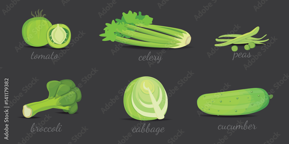 Green vegetables vector design. Healthy natural fresh plant vector ...
