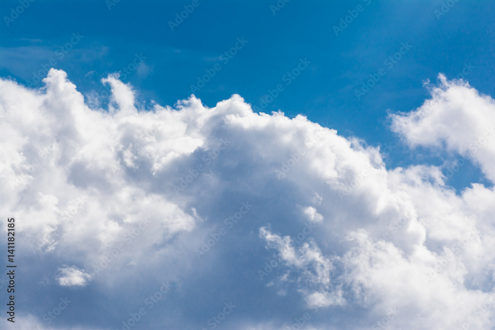 White Clouds Blue Sky Fluffy Sun Flare Airplane Trail Sunny Daytime ...