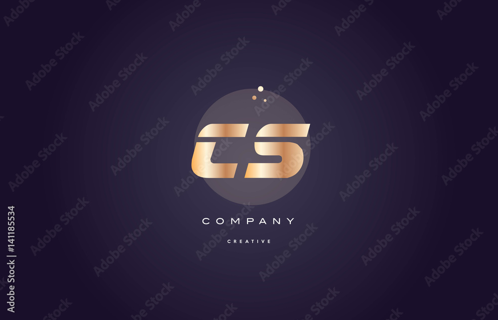 cs c s gold metal purple alphabet letter logo icon template Stock ...
