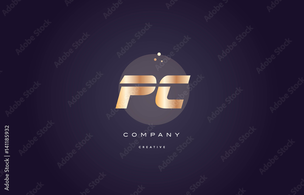 pc p c gold metal purple alphabet letter logo icon template Stock ...