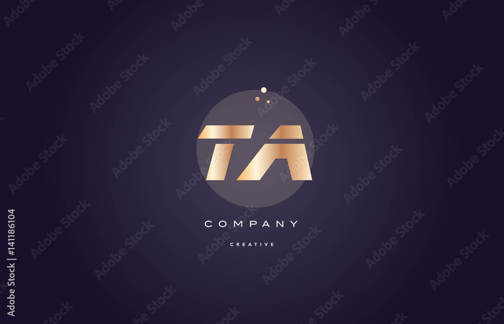 ta t a gold metal purple alphabet letter logo icon template Stock ...