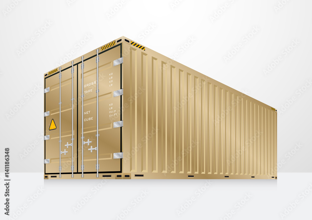 Cargo container vector isolated on white background. Metal box or ...