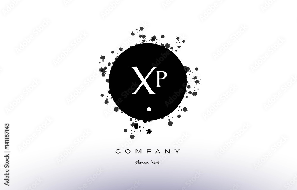 xp x p circle grunge splash alphabet letter logo vector icon template ...