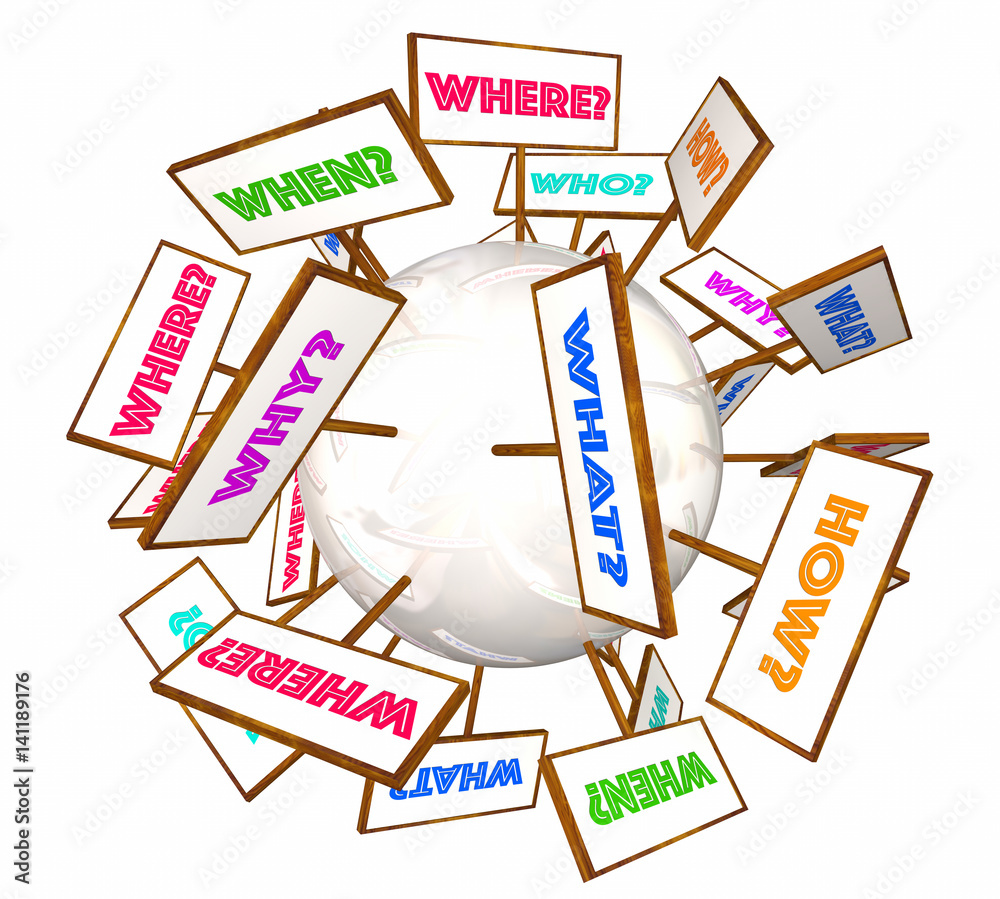 Who What Where When How Why Question Signs 3d Illustration Stock ...