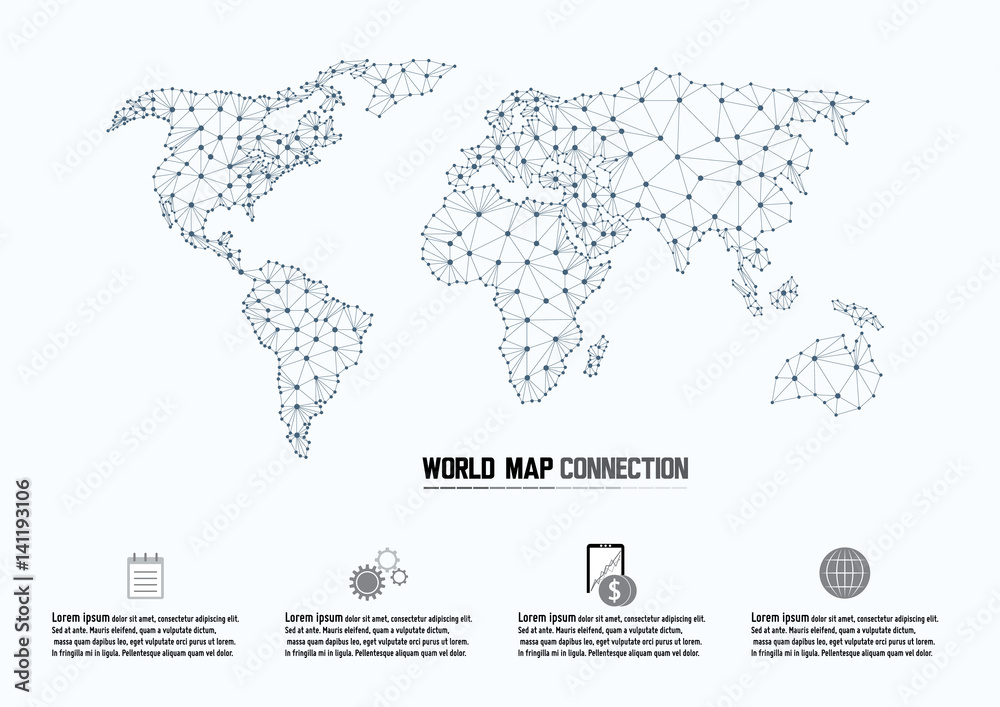 World Map and Connection., vector illustration Stock Vector | Adobe Stock