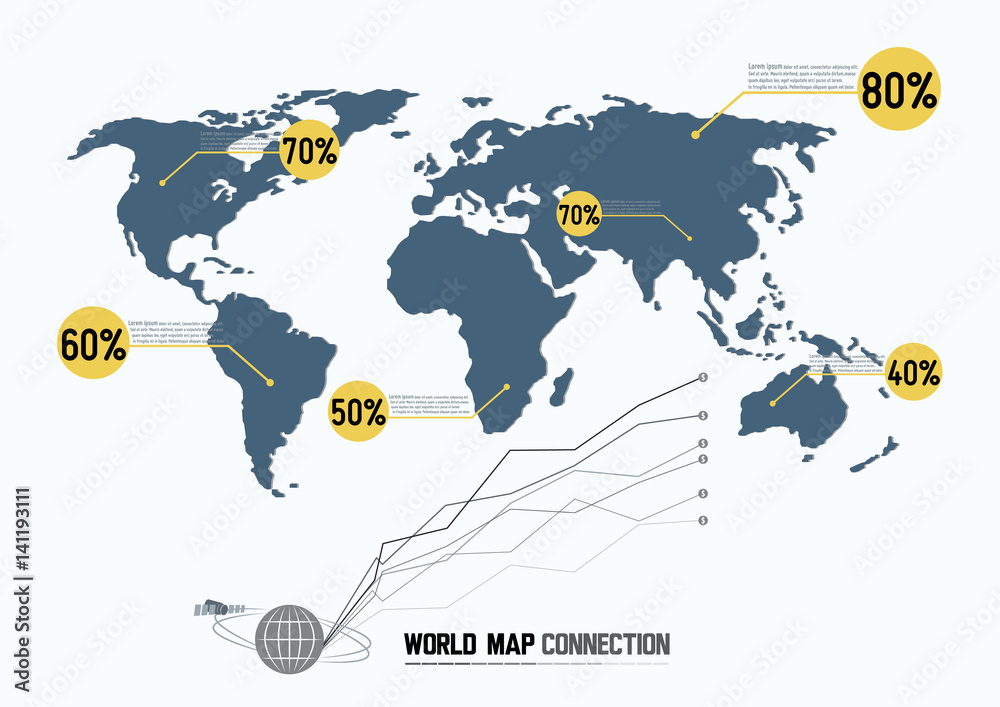 World Map and Connection., vector illustration Stock Vector | Adobe Stock