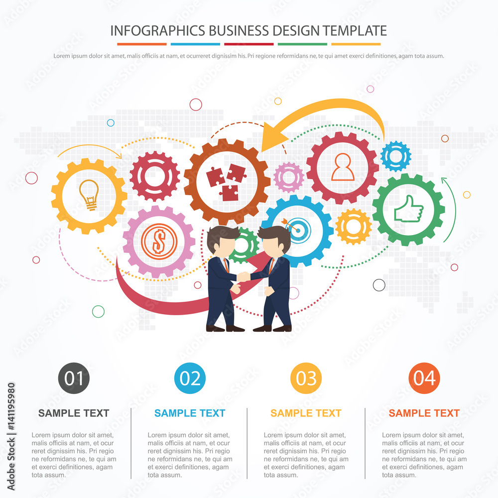 Business partnership infographics with idea presentation cooperation ...