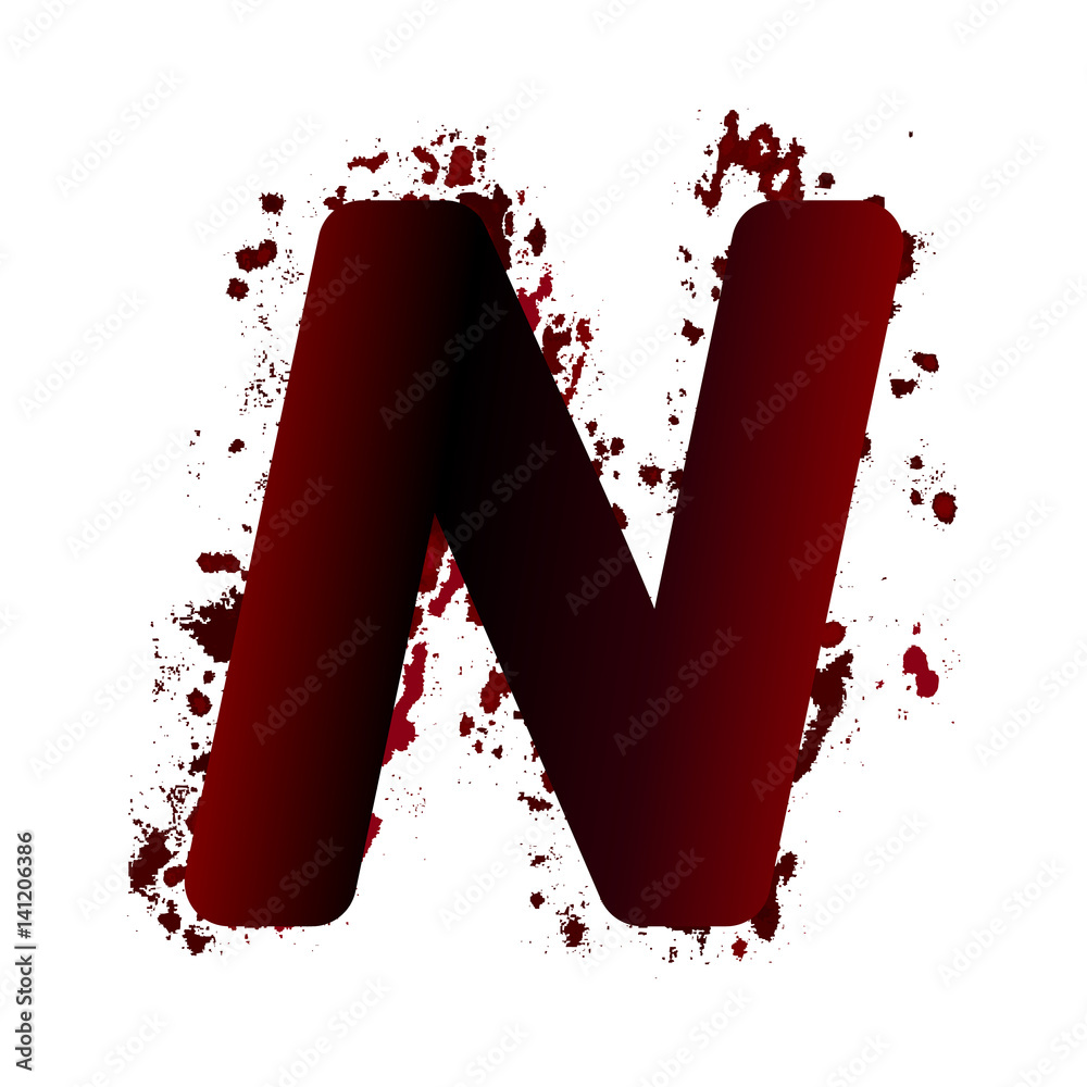 Dirty bloody letter N with spots. Grunge alphabet. Scary letters for ...