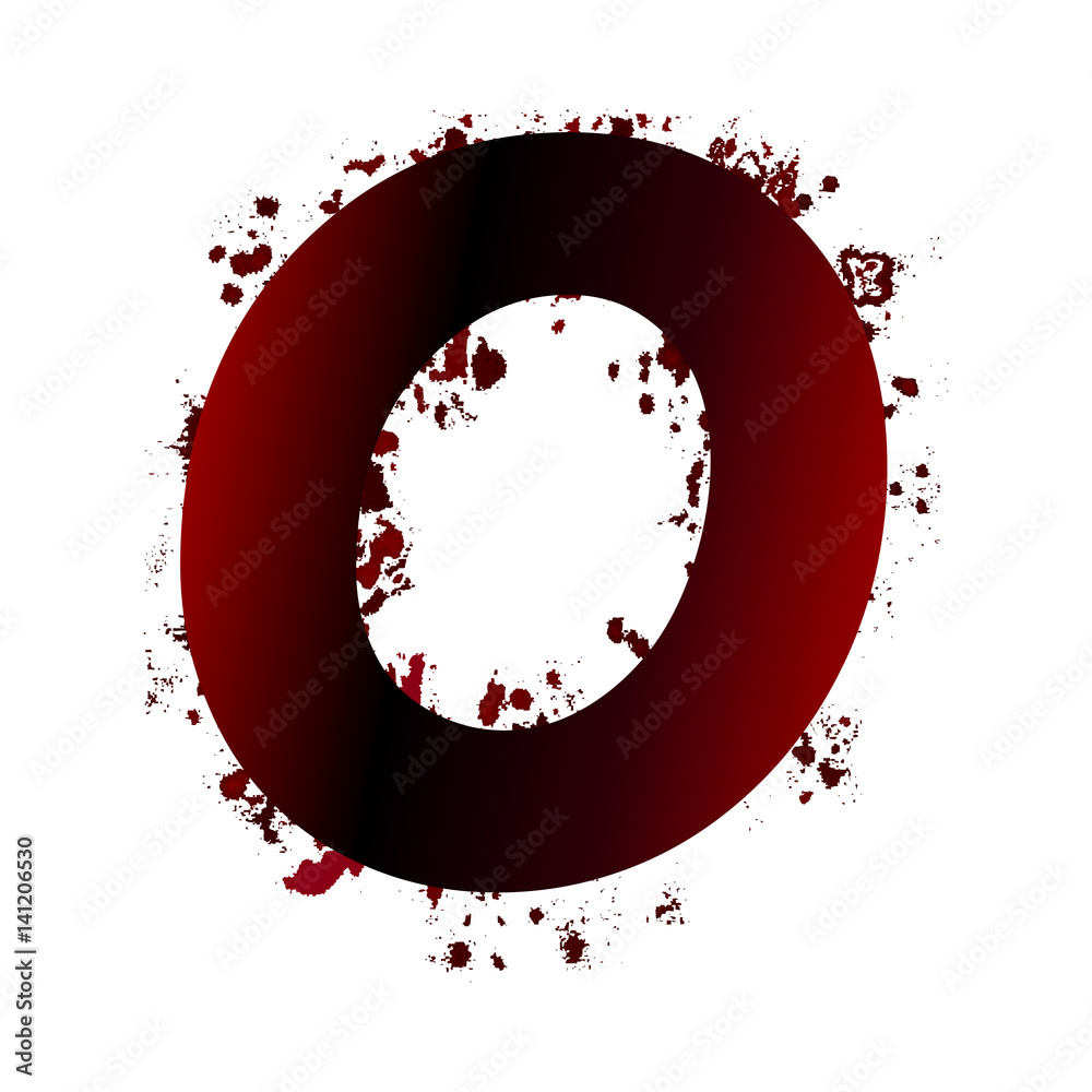 Dirty bloody letter O with spots. Grunge alphabet. Scary letters for ...