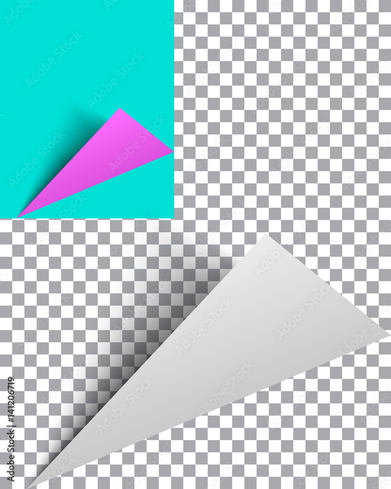 3d transparent vector realistic paper corner with shadow. 3D curved ...