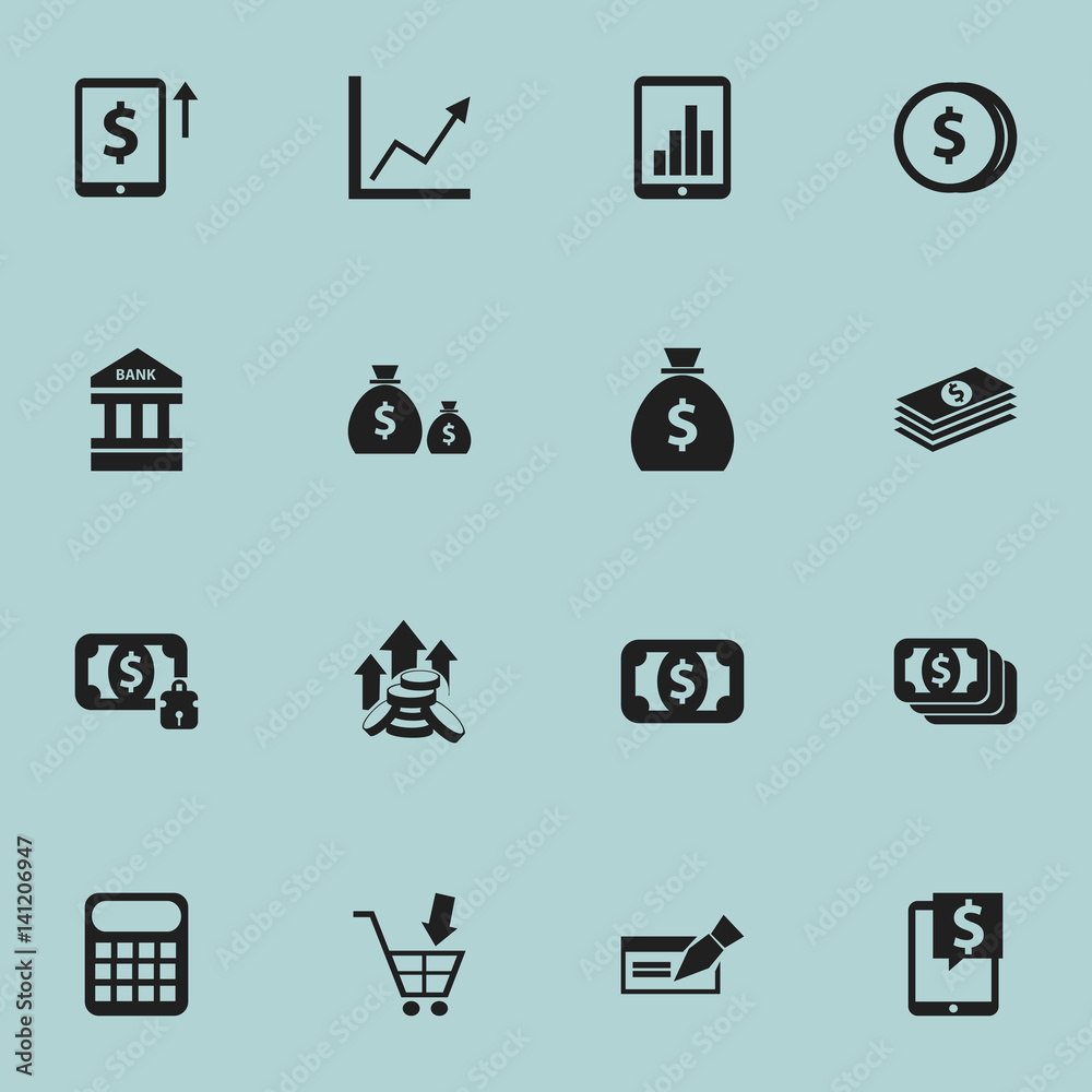 Set Of 16 Editable Finance Icons. Includes Symbols Such As To Deposit ...