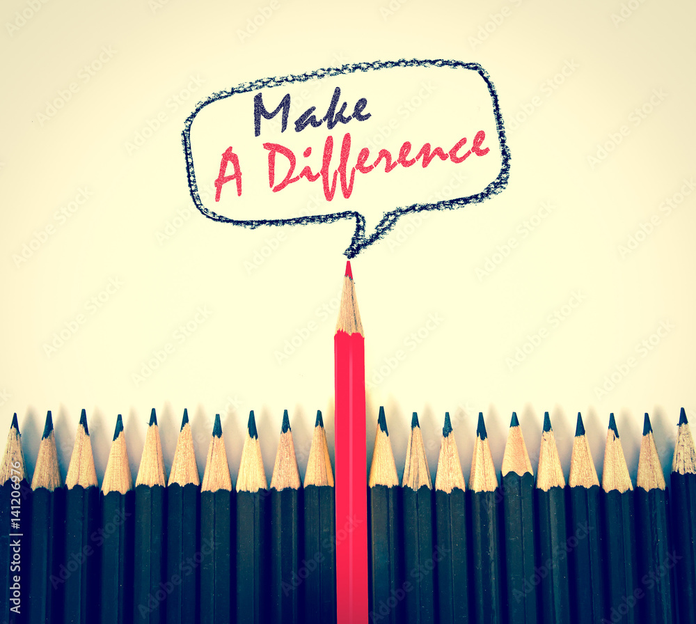 red wooden pencil arrange with make a difference concept Stock Photo ...