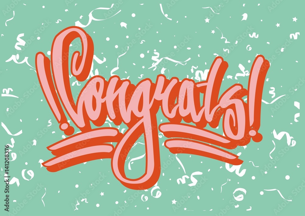 Congratulation street style graffiti on green background with white ...