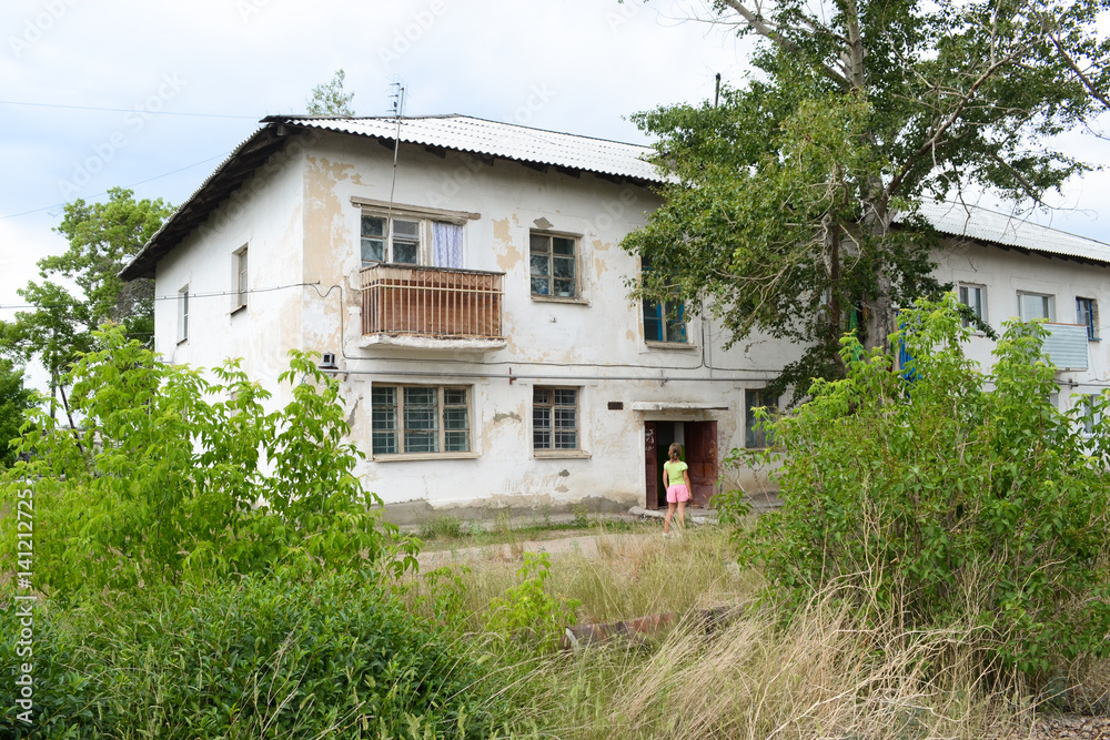 Brick two-story house built in the Soviet Union Stock Photo | Adobe Stock