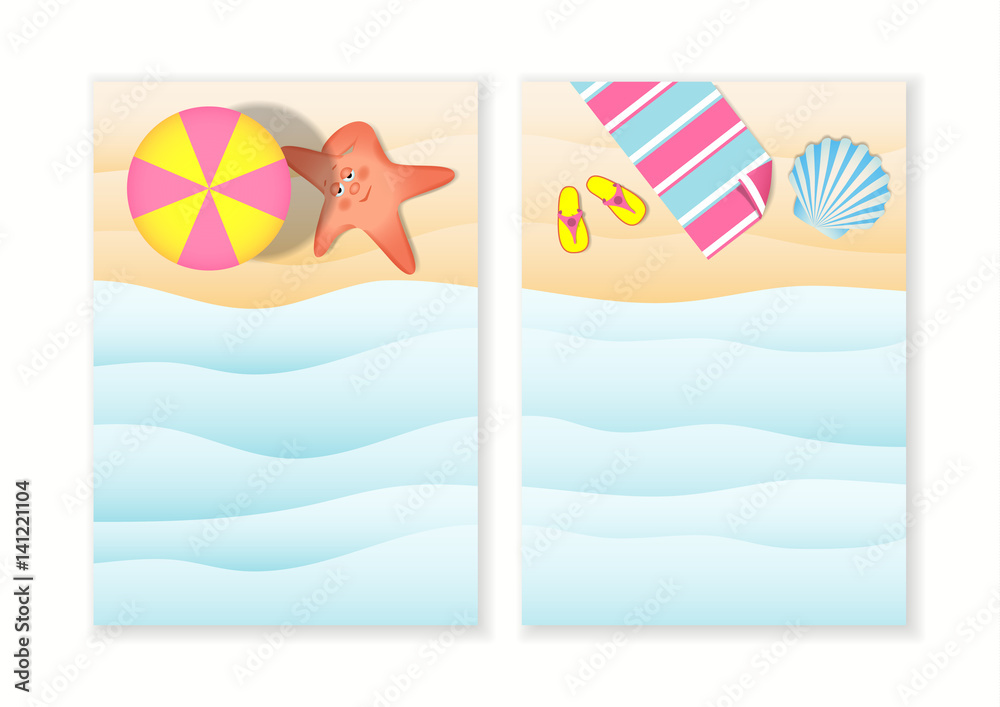 Two rectangular templates on the summer theme for creating posters ...